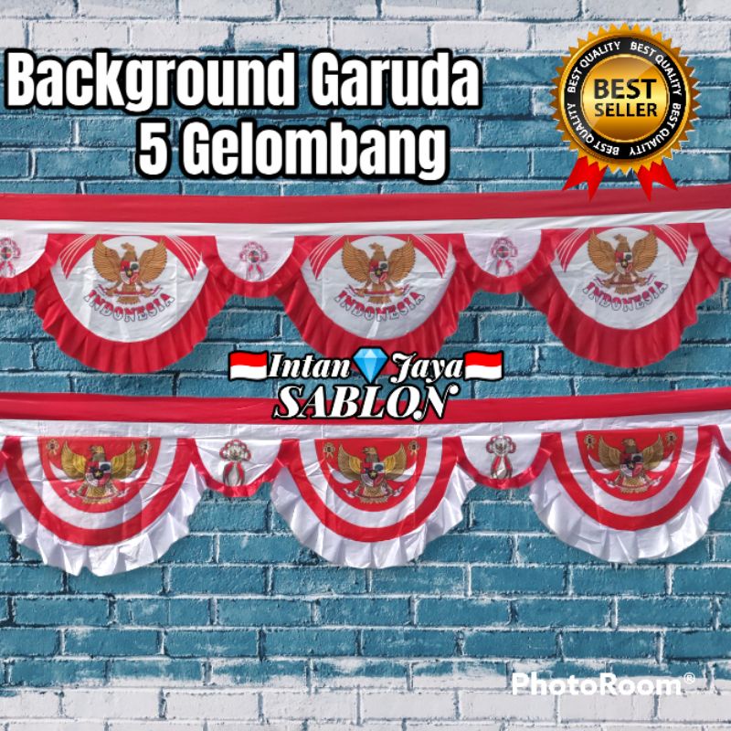 Jual BENDERA MERAH-PUTIH BACKGROUND GARUDA SEMI ABUTAY PELAMIN 5 GELOMBANG/Bendera Umbul Umbul ...
