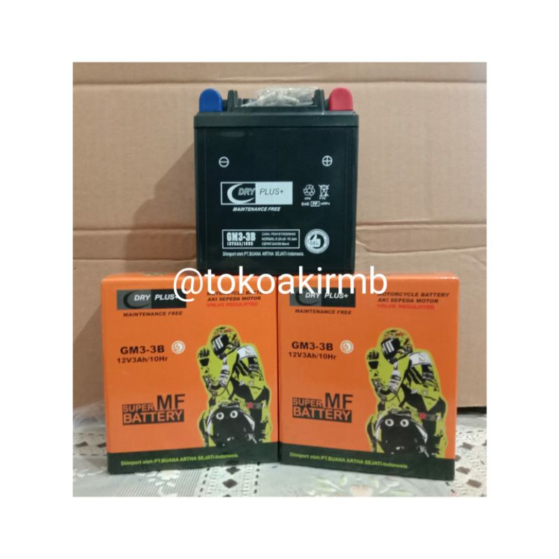 Jual GM3-3B aki motor Rx-King dan aki Ninja Rr (2 tak) murah Dry Plus+ 12 Volt/3 Ah aki bagus ...