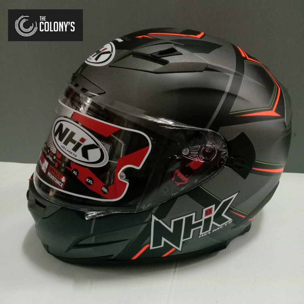 Jual HELM FULL FACE NHK RX9 RX-9 MOTIF HAWK BLACK DOFF ORANGE RX NINE ...