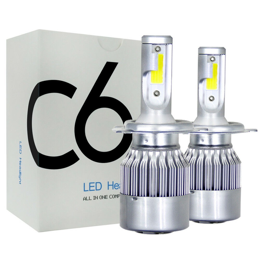 Jual Lampu Utama LED Car Headlight Kit Hi Lo Turbo Light Bulbs 6000K Foglamp C6 COB Socket H4 ...