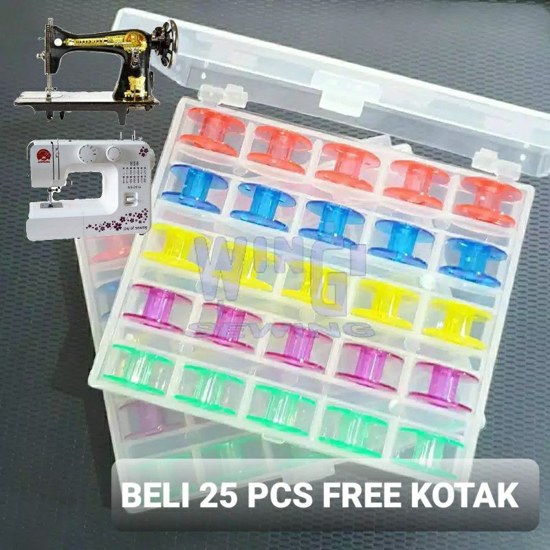 Jual Spul Tradisional Plastik Warna Warni Bobbin Mesin Jahit Jadul ...