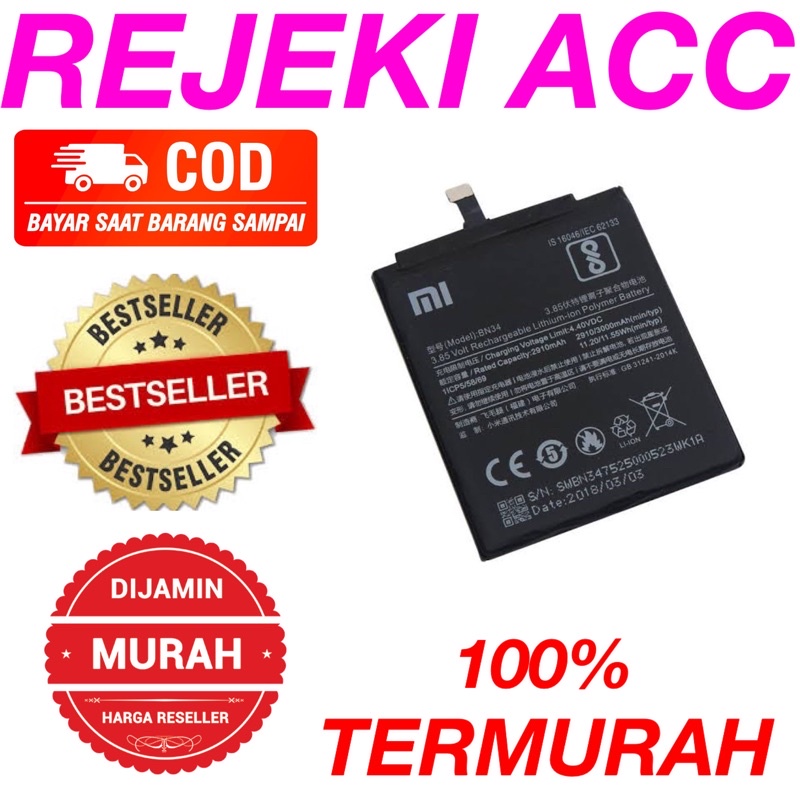 Jual Baterai batrai Xiaomi BN34 Bat Redmi 5A Model Original | Shopee ...