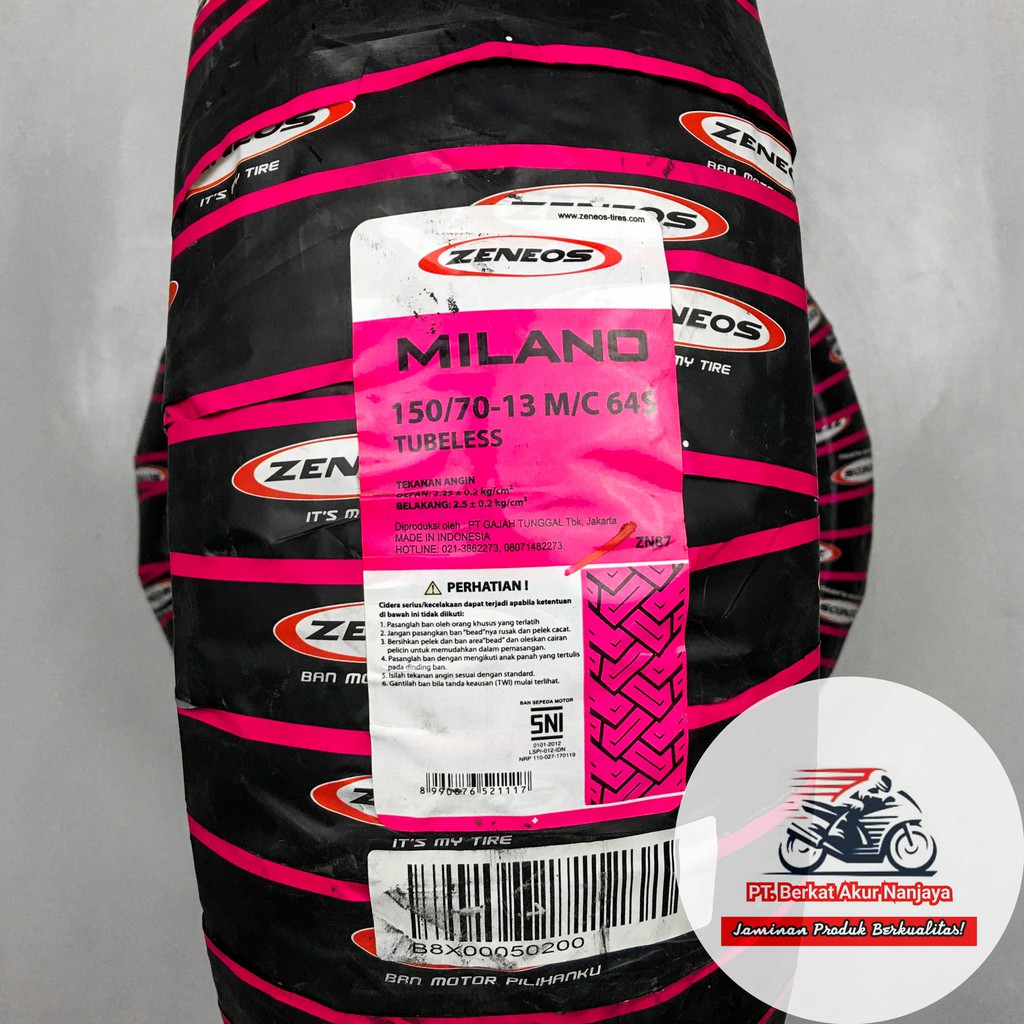 Jual Zeneos Milano 150/70-13 Ban Nmax Tubeless BONUS Pentil | Shopee ...
