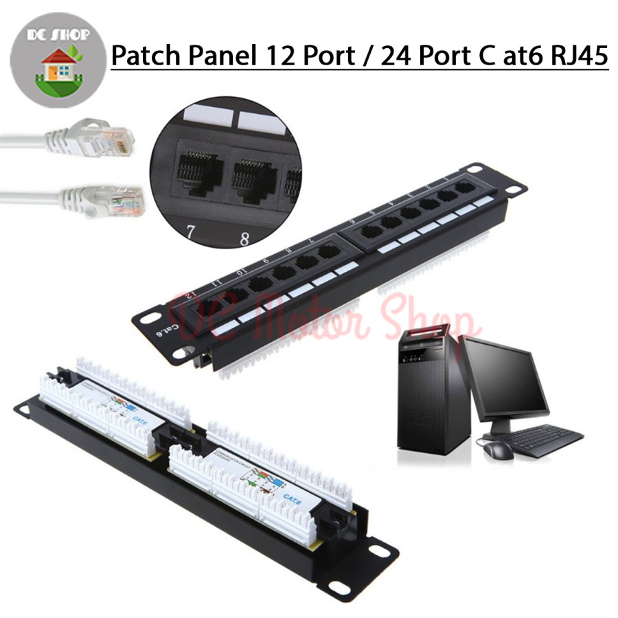 Jual Patch Panel 12 Port CAT6 12Port RJ45 Networking Wall Mount Rack ...