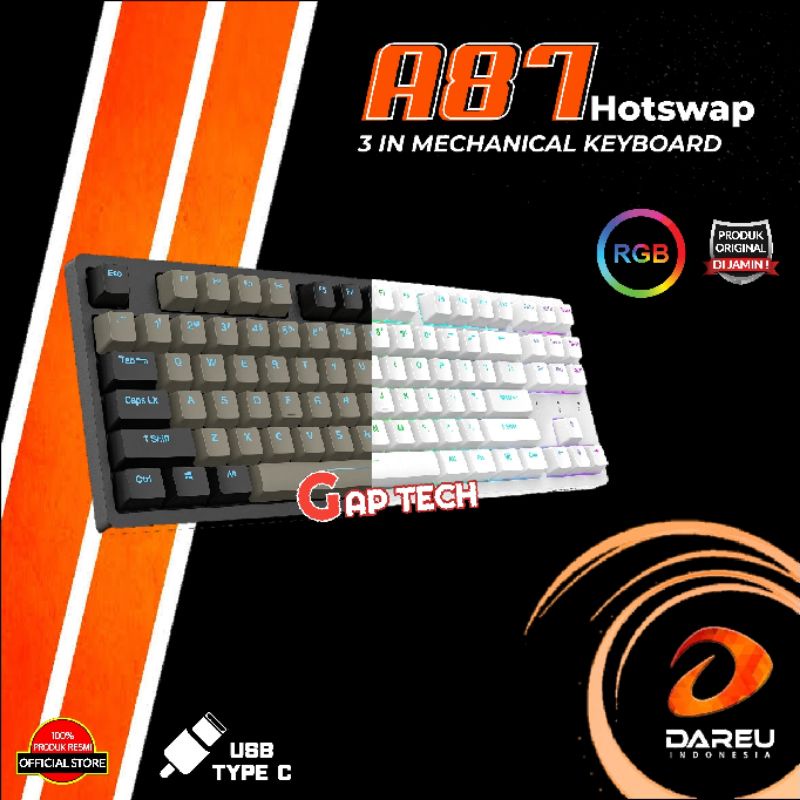 Jual DAREU A87 / A 87 HOTSWAP 3in1 Tenkeyless Mechanical Keyboard Original | Shopee Indonesia