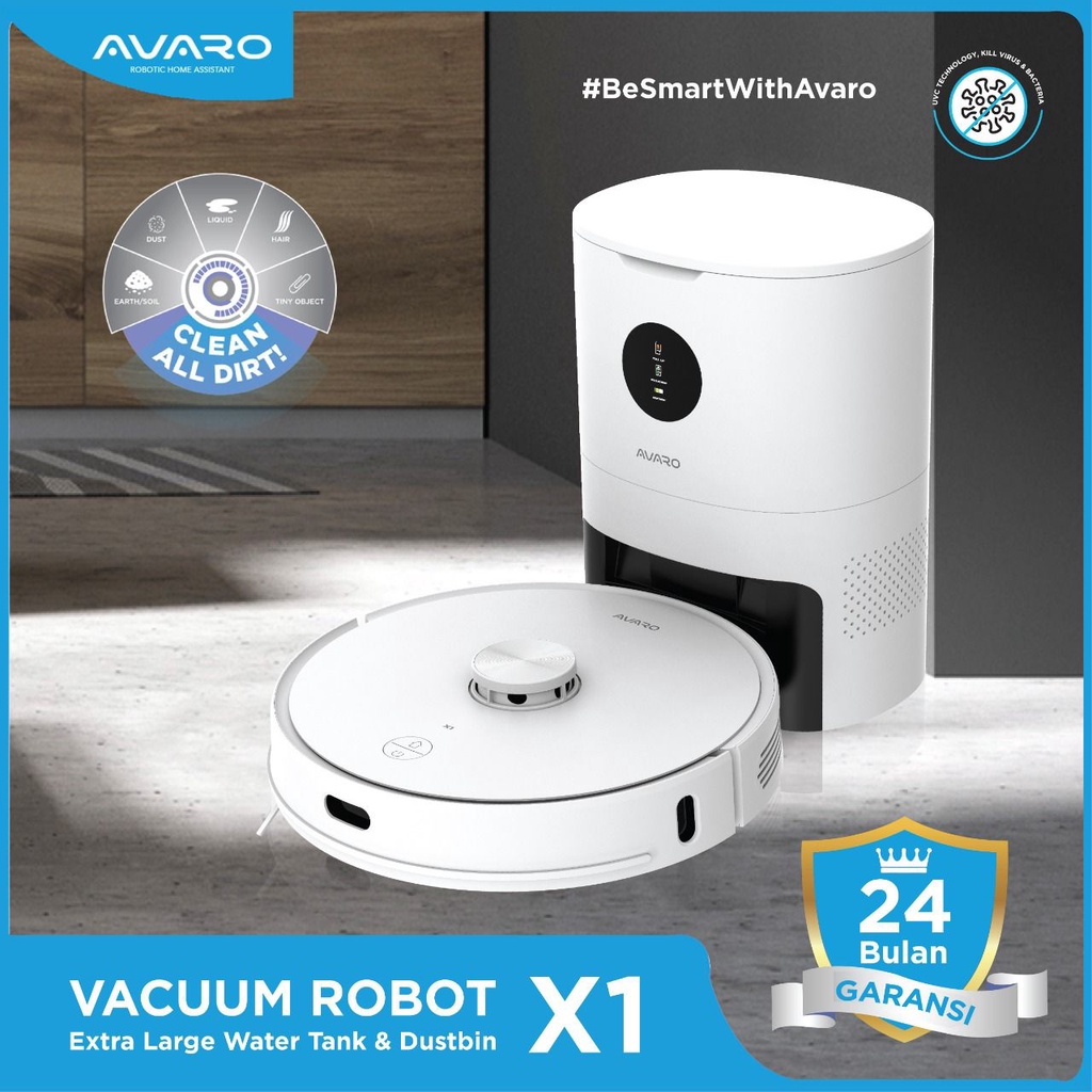 Jual AVARO X1 Robotic Vacuum Cleaner Mapping With Auto Empty Station ...