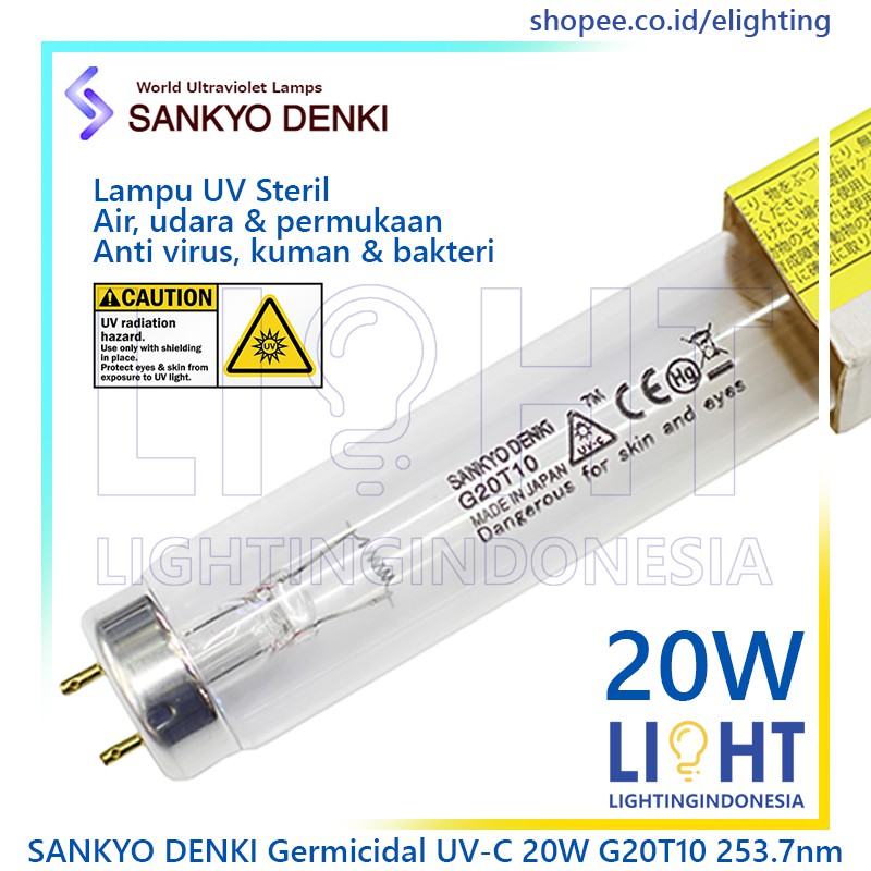 Jual Lampu UV Steril Anti Virus 20W Sankyo Denki G20T10 UV-C Germicidal ...