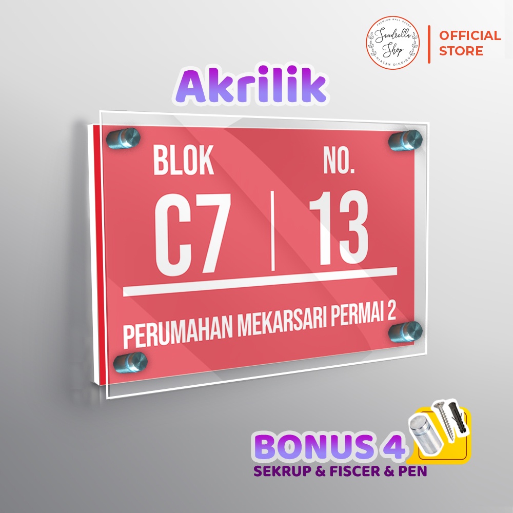 Jual PAPAN NOMOR RUMAH BAHAN ACRYLIC LAPIS AKRILIK BENING CUSTOM 20X20 | Shopee Indonesia
