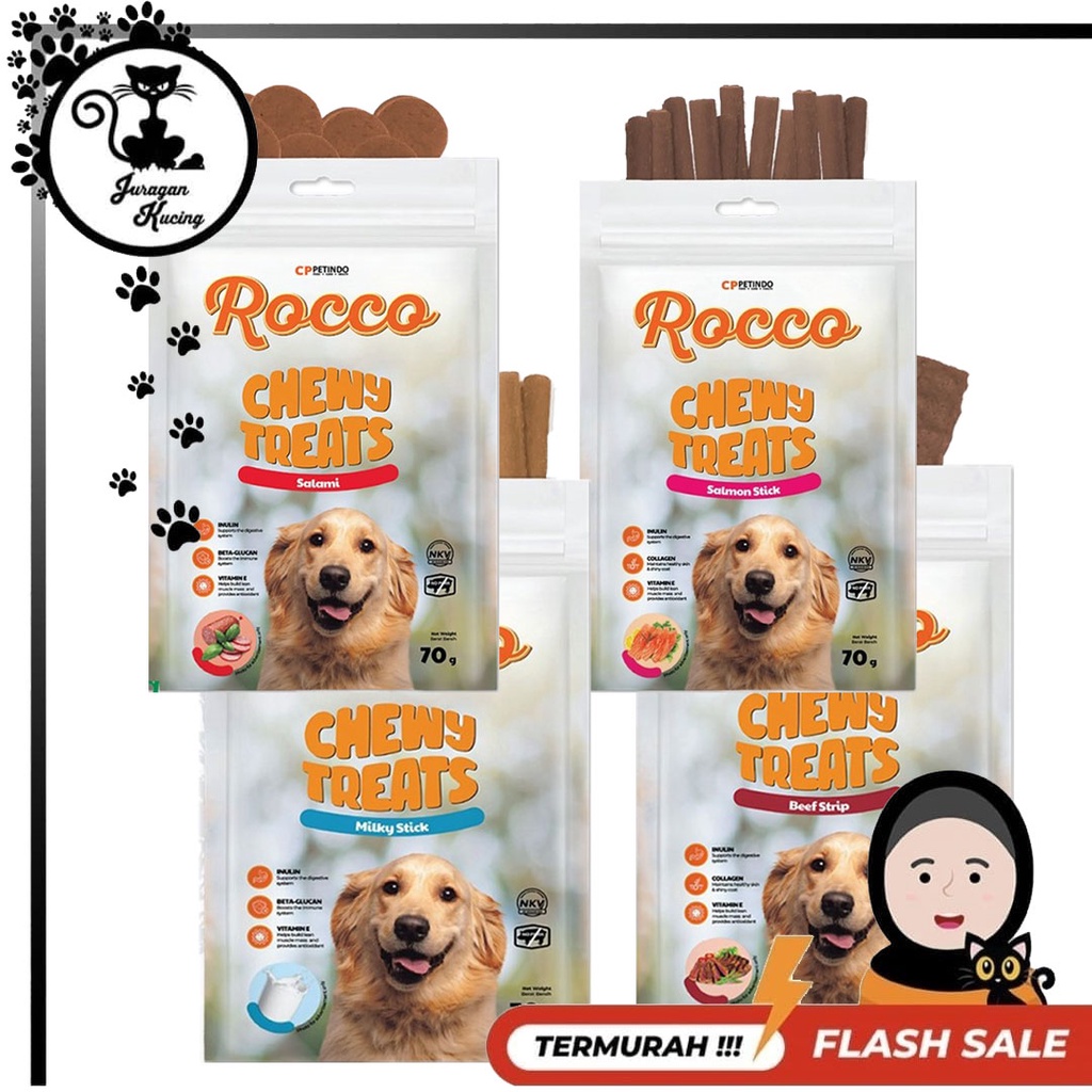 Jual cemilan / snack anjing ROCCO CHEWY TREATS 70GR | Shopee Indonesia