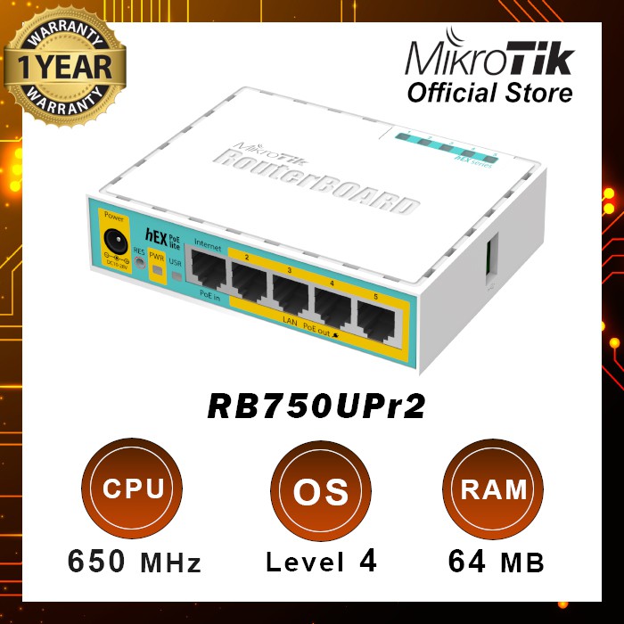 Jual MikroTik Router Board RB750UPr2 (hEX-PoE Lite) 1 unit | Shopee ...