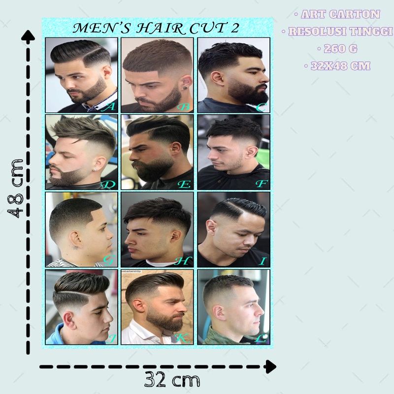 Jual Poster pangkas rambut / Model rambut pria / model potong rambut ...