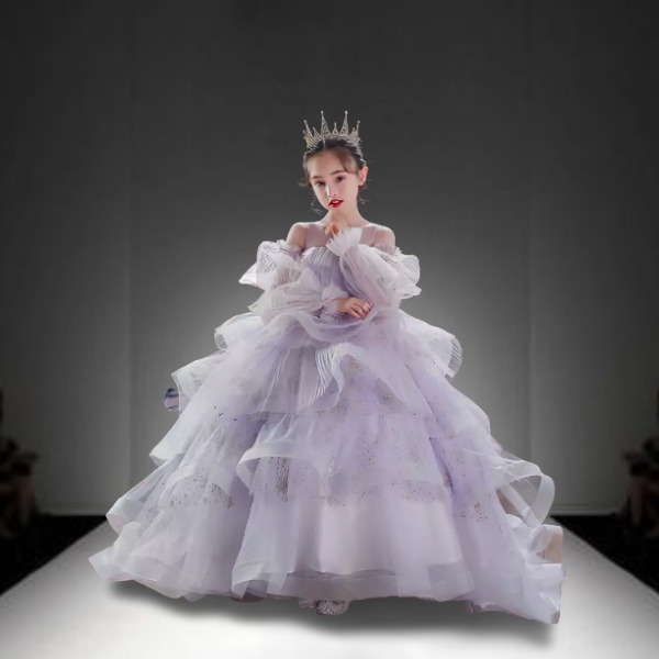 Jual Gaun anak - Tulle Berlapis Foil Cetak Bunga Gadis Pernikahan Gaun ...