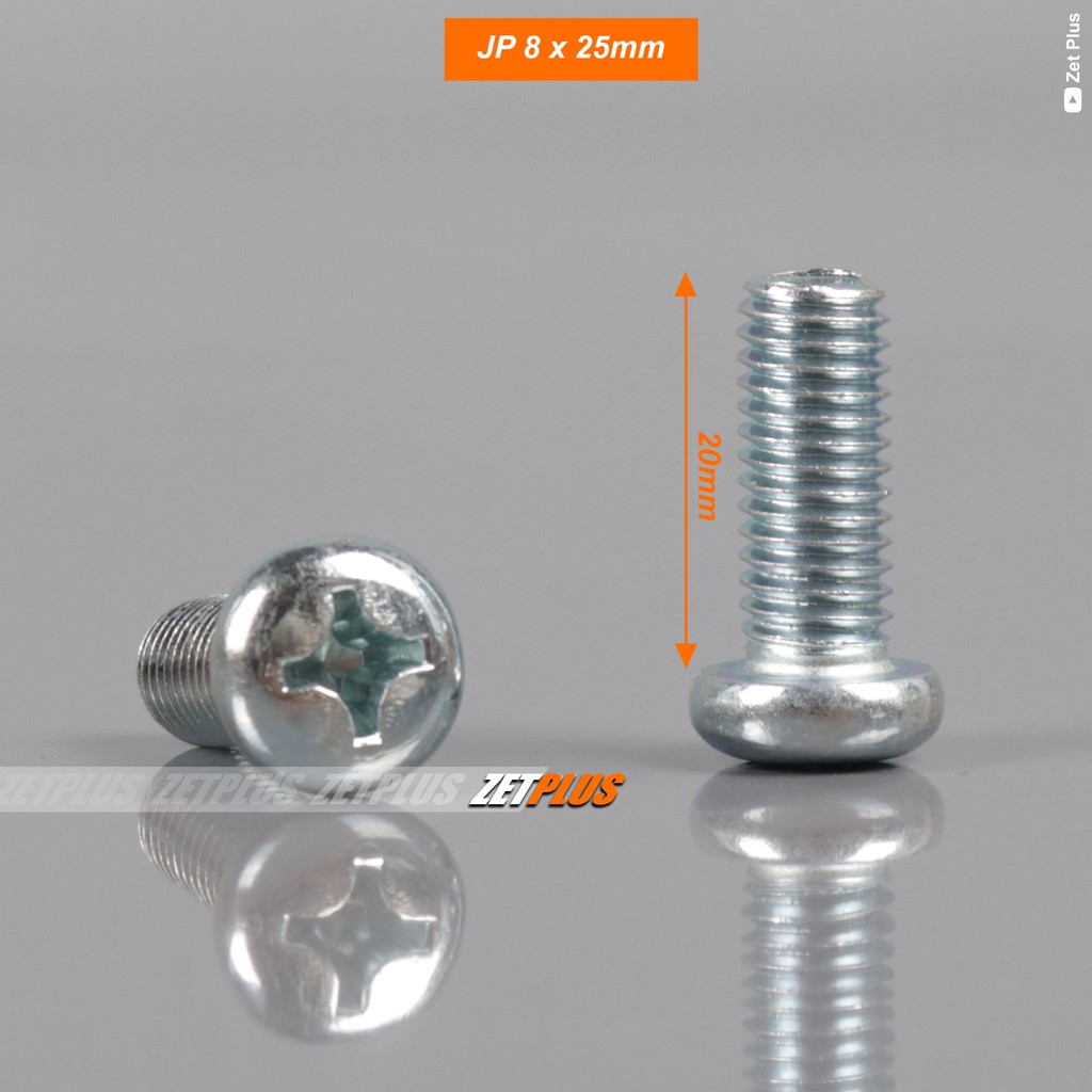 Jual BAUT KEPALA OBENG M8x20mm/pan head bolt jp/baud payung 12/atv ...