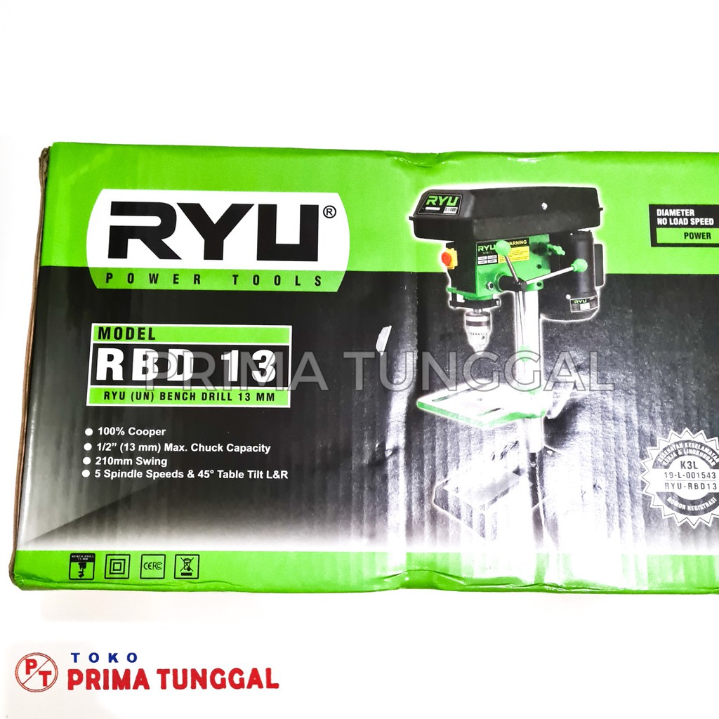 Jual Mesin Bor Duduk Ryu RBD13 13MM Bench Drill Japan Standard Bor Ryu ...