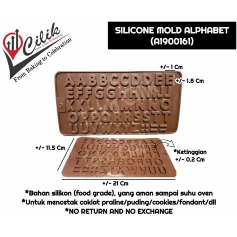 Jual cetakan silikon huruf 2 cm alphabet abc mold coklat puding fondant ...