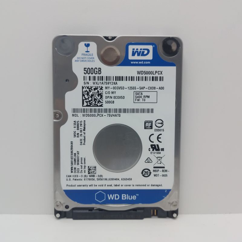 Jual HARDISK 500GB WD BLUE SATA SLIM 2,5" HDD 0 Days. HDD 500GB FOR ...