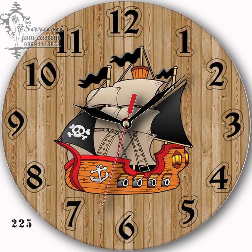 Jual JAM DINDING CUSTOM PERAHU LAYAR ONE PIECE 225 | Shopee Indonesia