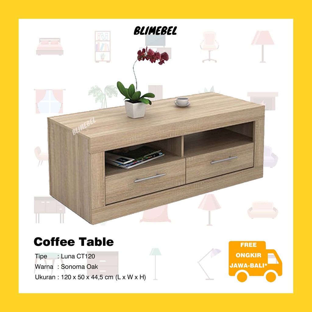 Jual [100% FREE ONGKIR JAWA & BALI*] Coffee Table Luna CT120 / Meja Tamu / Meja Samping | Shopee ...