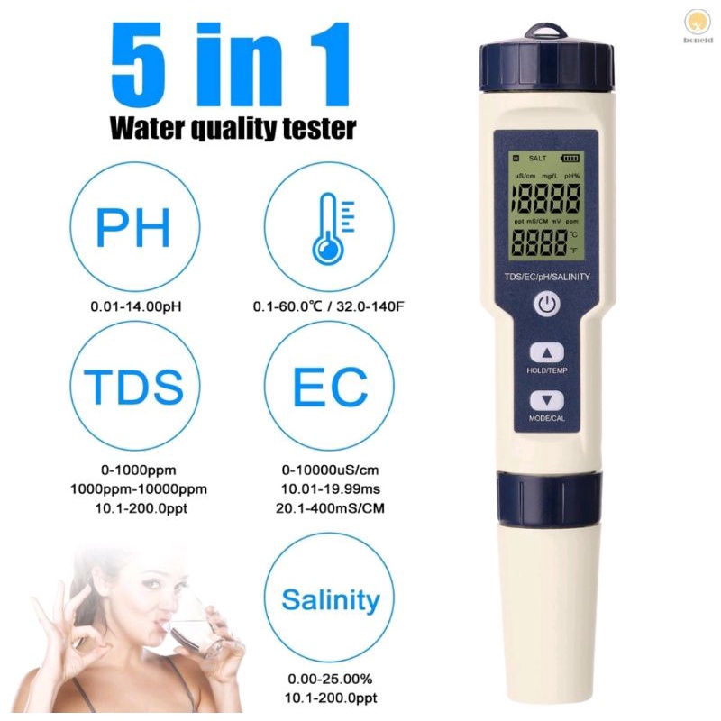 Jual 5 in 1 PH -TDS - EC - Salinity And Temperature Meter EZ-9909 | Shopee Indonesia