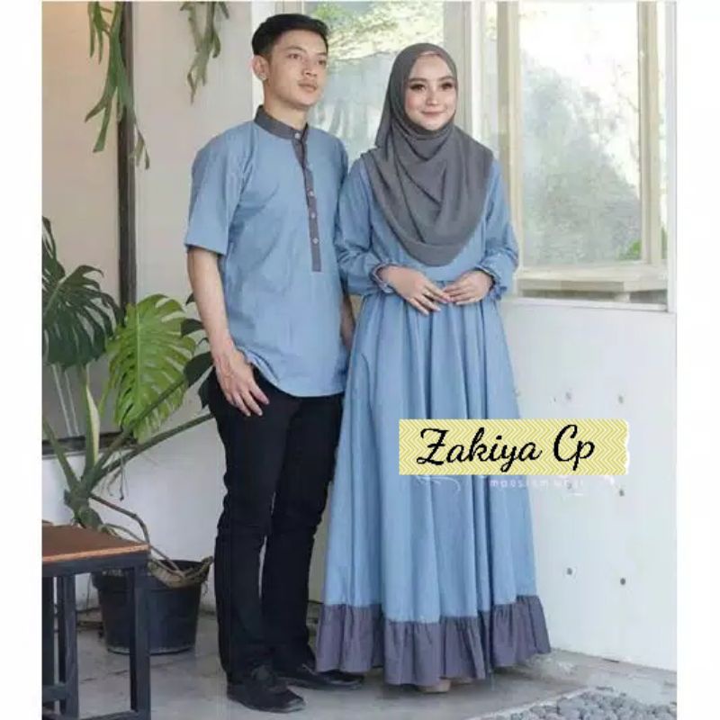 Jual Baju Gamis Couple Pasangan Kondangan Busui Polos Wanita Syari ...