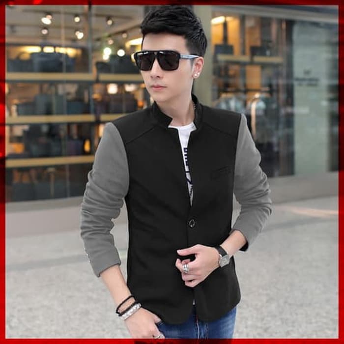 Jual [Blazer Jacky Abu CL] pakaian pria blazer warna abu | Shopee Indonesia