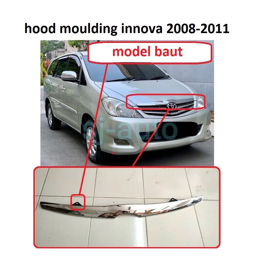 Jual Hood Moulding Innova 2008-2011 Chrome model copotan Hood Moulding ...
