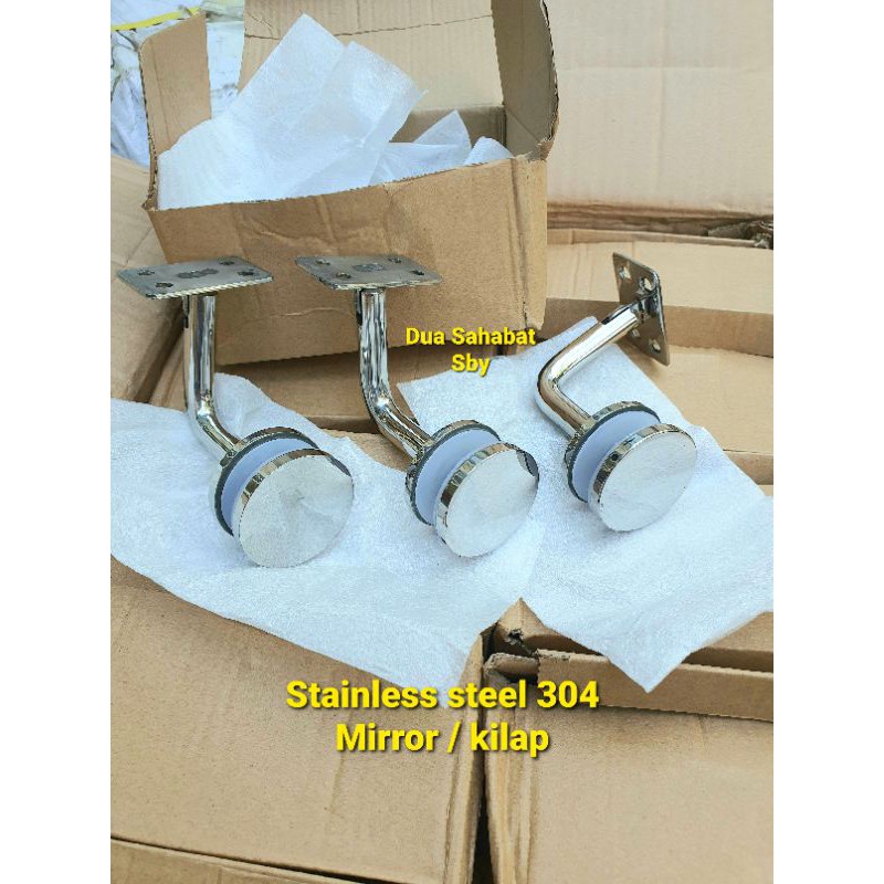 Jual Handrail connector bracket glass clamp banister flexible siku ...
