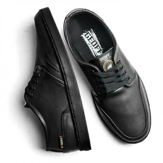 Jual Sepatu Original Geoff Max Authentic Leather All Black | Shopee ...