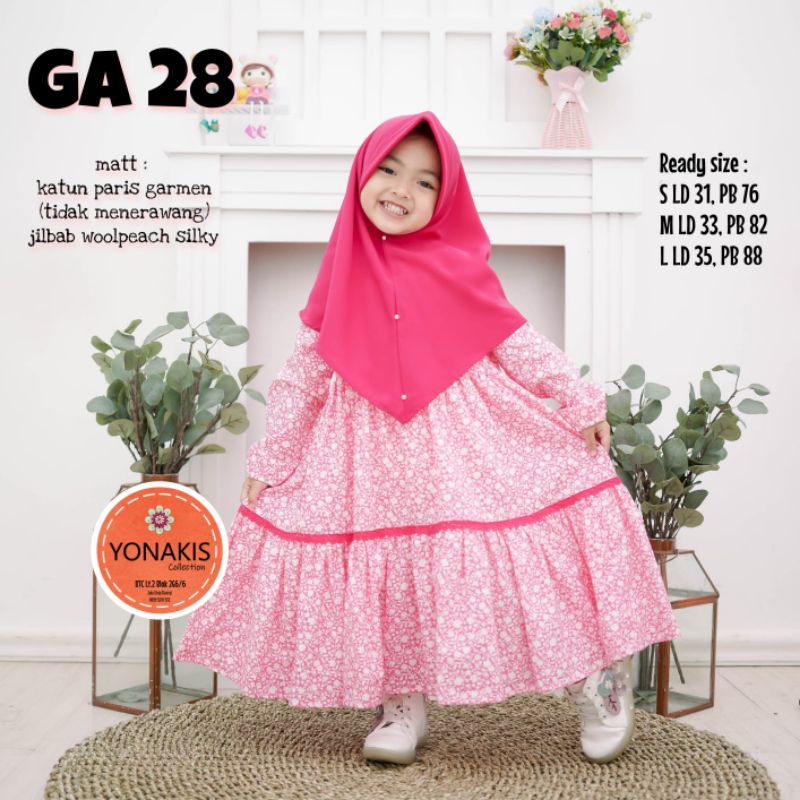 Jual Busana Muslim Anak Perempuan Katun set Jilbab Anak Usia 2-6thn GA ...