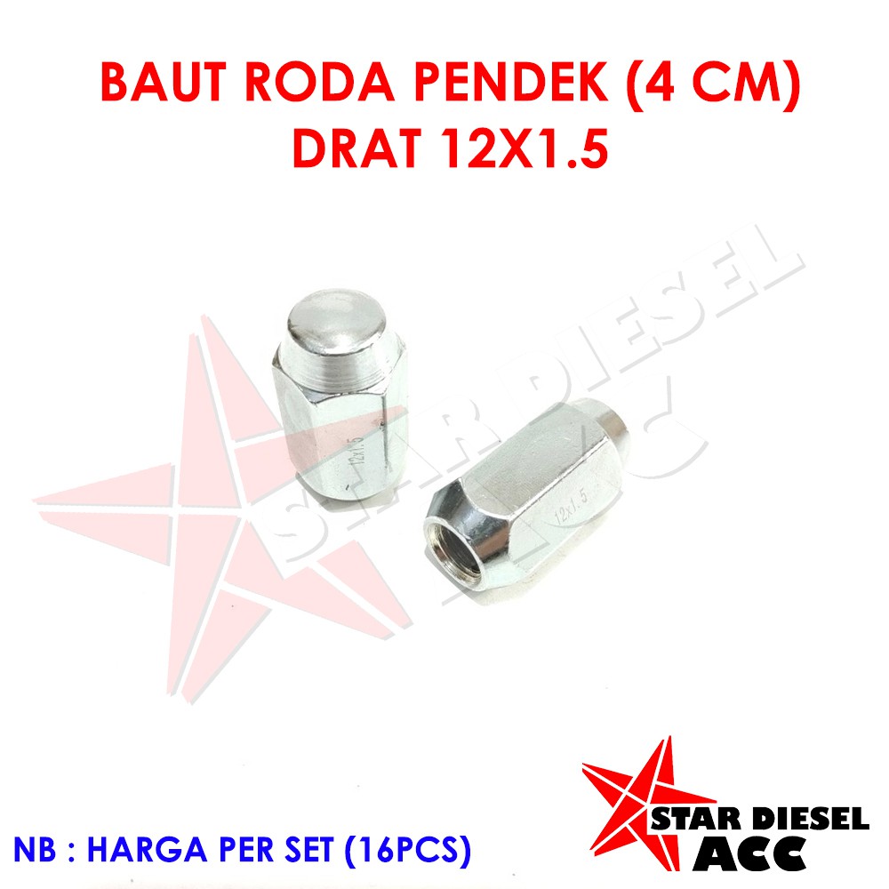 Jual BAUT RODA MOBIL DRAT 12X1.5 UKURAN PANJANG 4 CM MUR RODA PAJERO ...