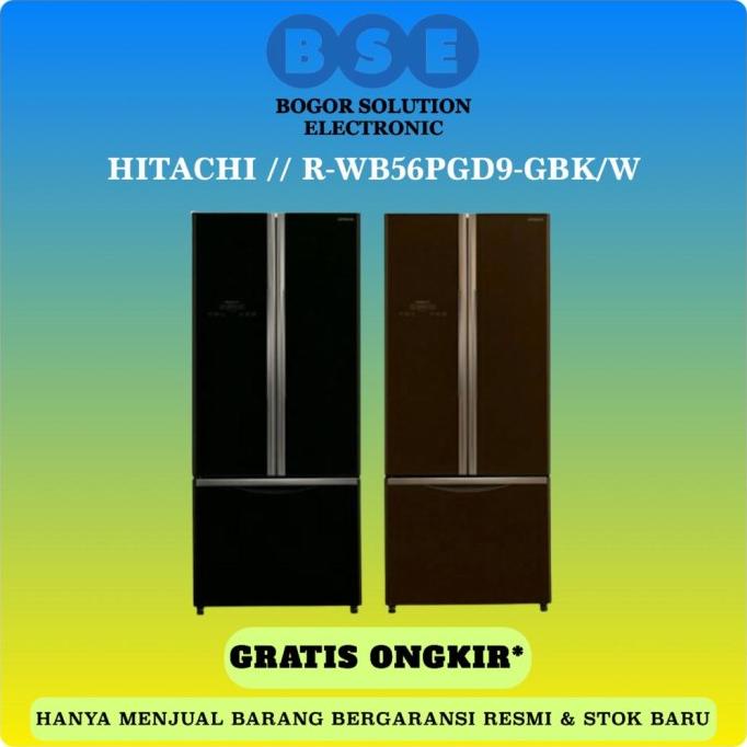 Jual Kulkas Bottom Freezer Inverter Hitachi R-WB56PGD9-GBK/W 455L RWB56PGD9 | Shopee Indonesia