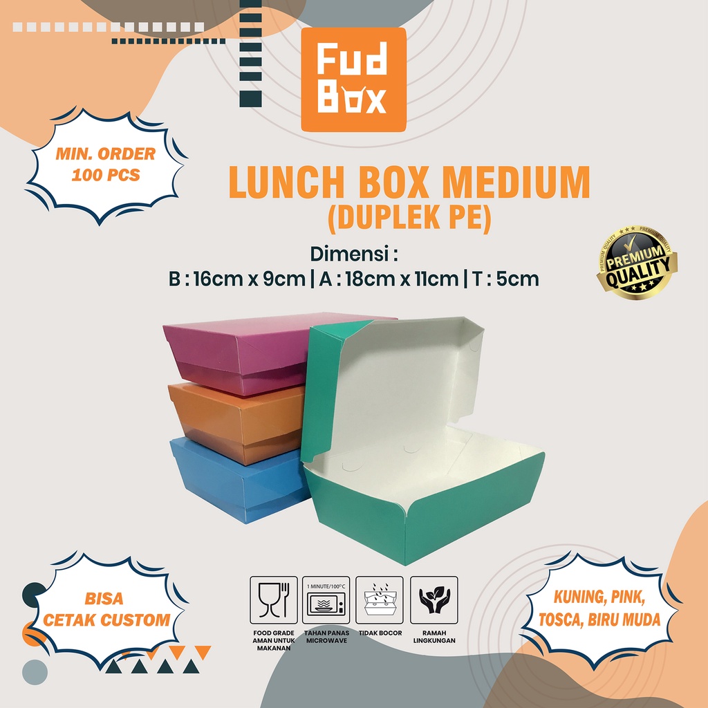 Jual Paper Lunch Box M | Duplek Pe Motif Fancy Colour isi 50 pcs ...