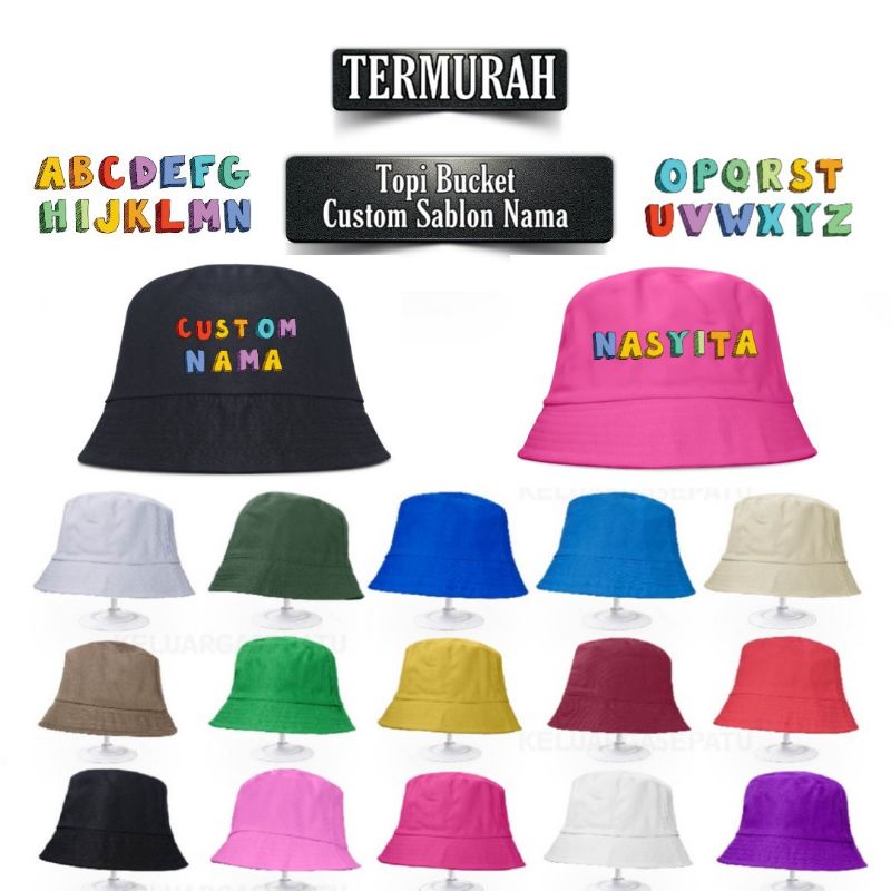 Jual TERMURAH TOPI BUCKET HAT ANAK & DEWASA DESIGN NAMA ATAU DESIGN ...