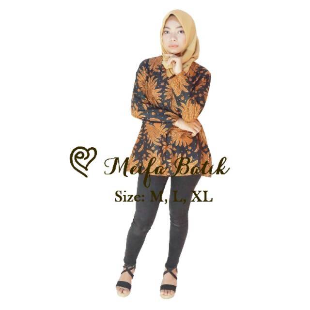 Jual MEIFA BATIK BLOUSE PARI COKLAT ATASAN BATIK WANITA | Shopee Indonesia