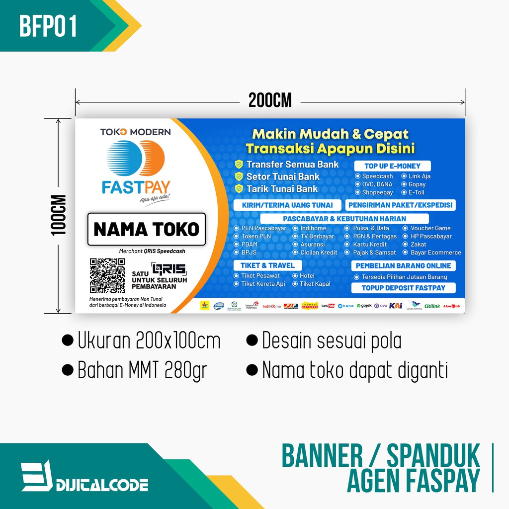 Jual BFP01 Spanduk Banner FastPay 200x100cm | Shopee Indonesia