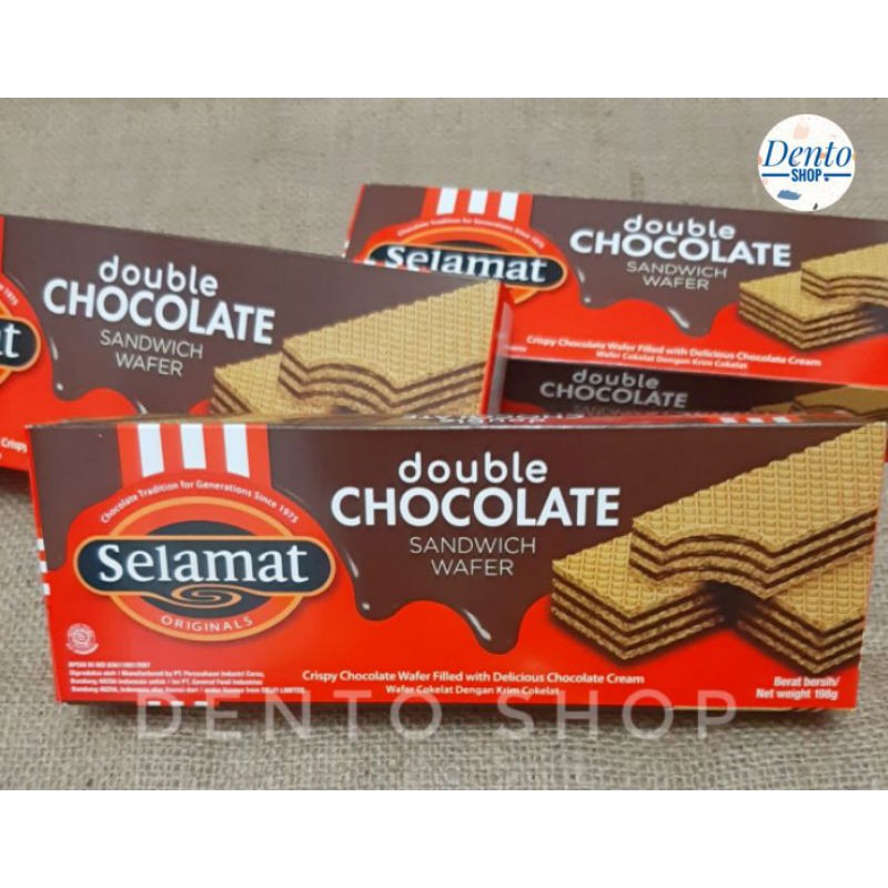 Jual WAFER SELAMAT DOUBLE CHOCO 198GR, MAKANAN RINGAN, WAFER SELAMAT ...