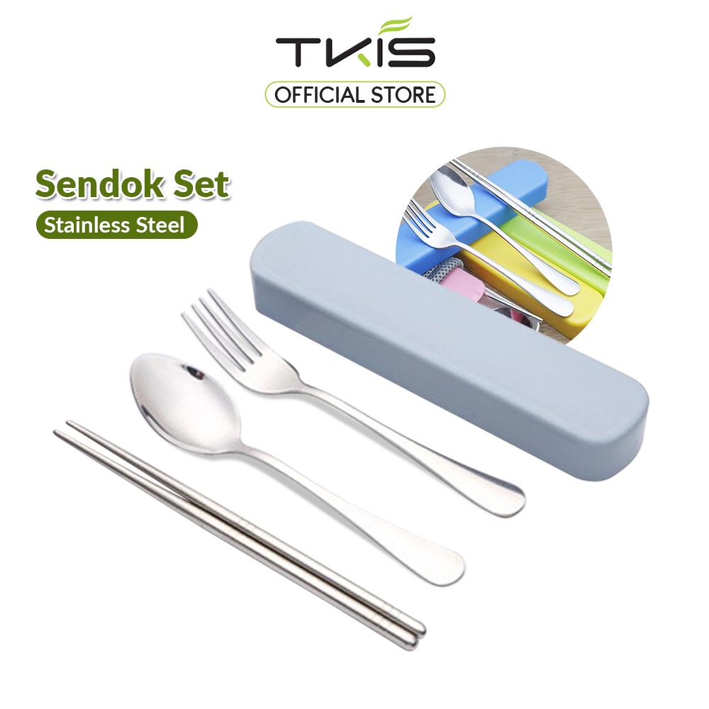 Jual TKIS Sendok Makan Stainless Sendok Set Sendok Garpu Sumpit TK-155 ...
