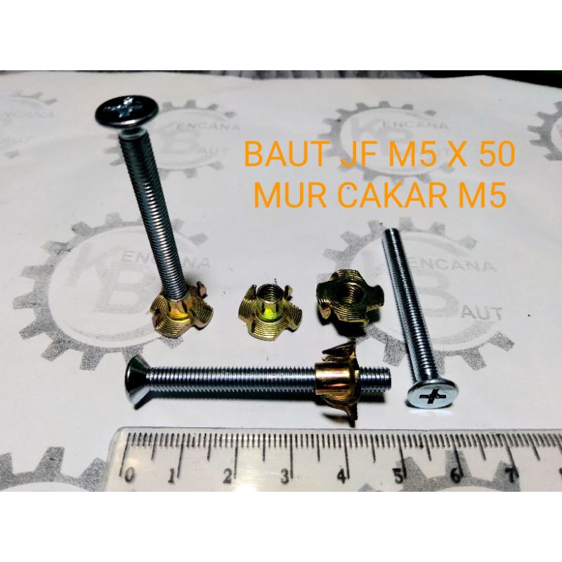 Jual BAUT JF M5 X 50 MM GALVANIS DAN MUR CAKAR / BAUT SPEAKER KUNCI OBENG PLUS(+) PANJANG 5 CM ...