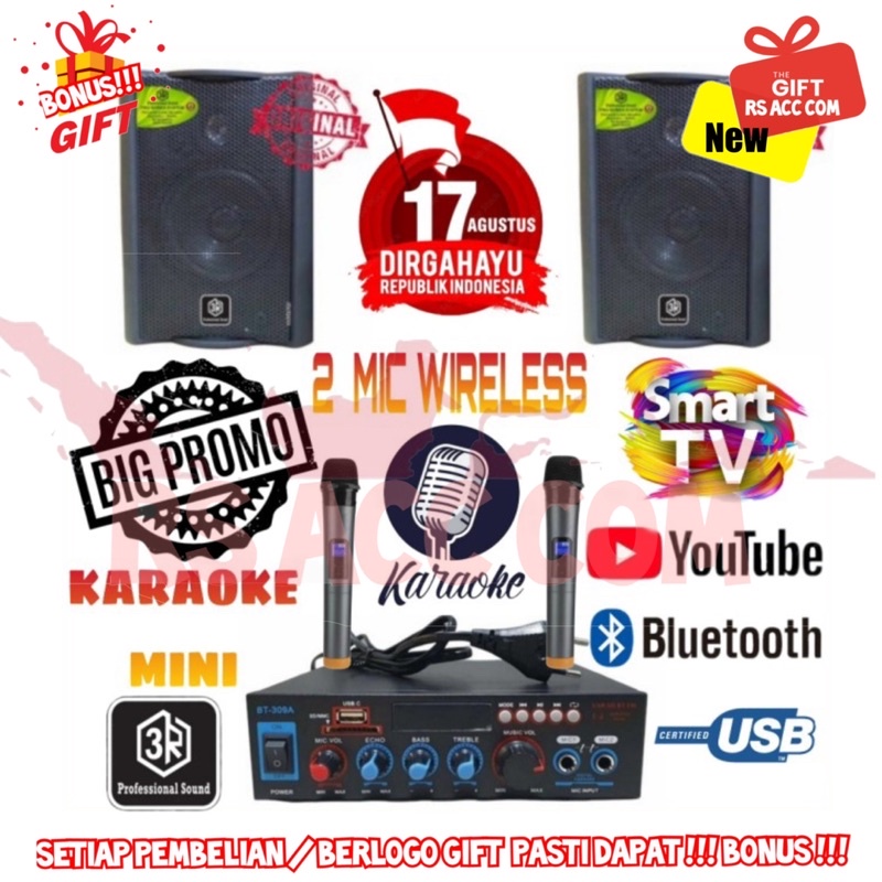 Jual Paket Sound Mini 3R 4 Inch , 2 Mic Wireless Amplifier Karaoke ...