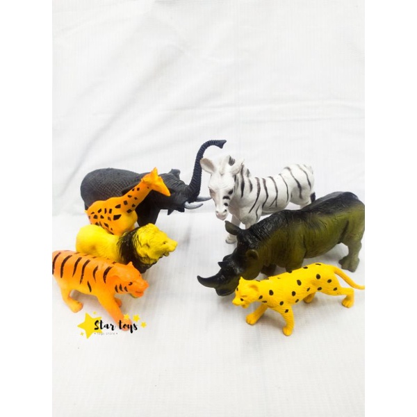 Jual Mainan animal figure karet wild animal - hewan liar isi 7pcs ...
