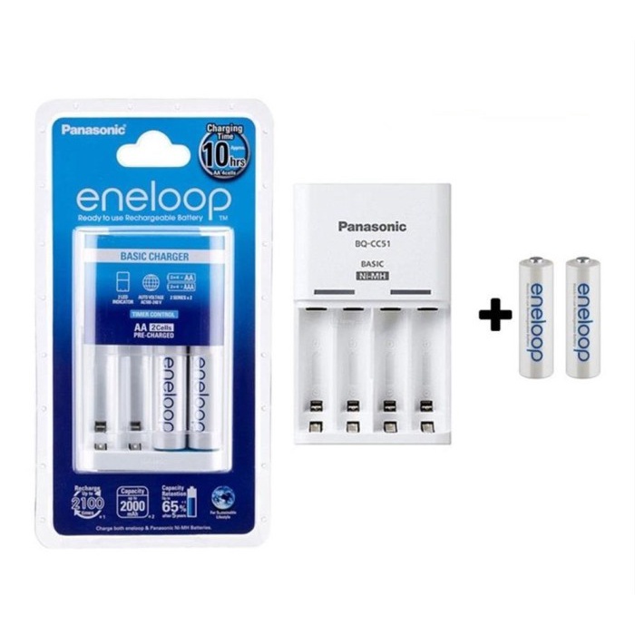 Jual Panasonic Eneloop basic charger baterai 10H + 2 baterai AA 2000mAH ...