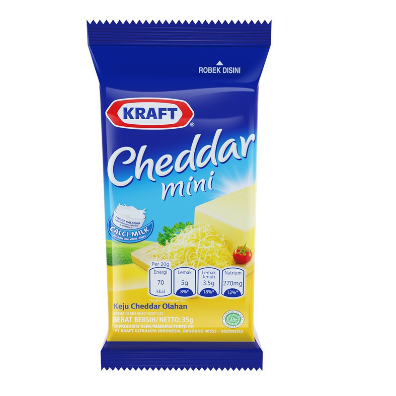Jual Keju Kraft Cheddar Cheese Mini 35gr Sachet Kecil | Keju Craft Mini ...