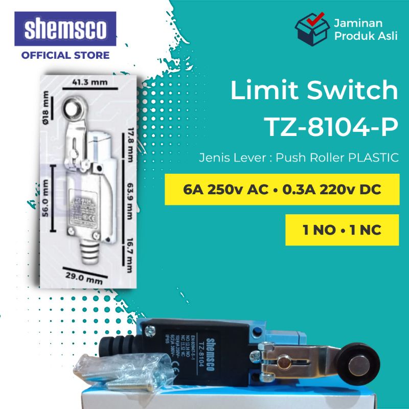 Jual 6A 250v TZ-8104-P Limit Switch Saklar Push ON NO NC D4V-8104 Shemsco | Shopee Indonesia