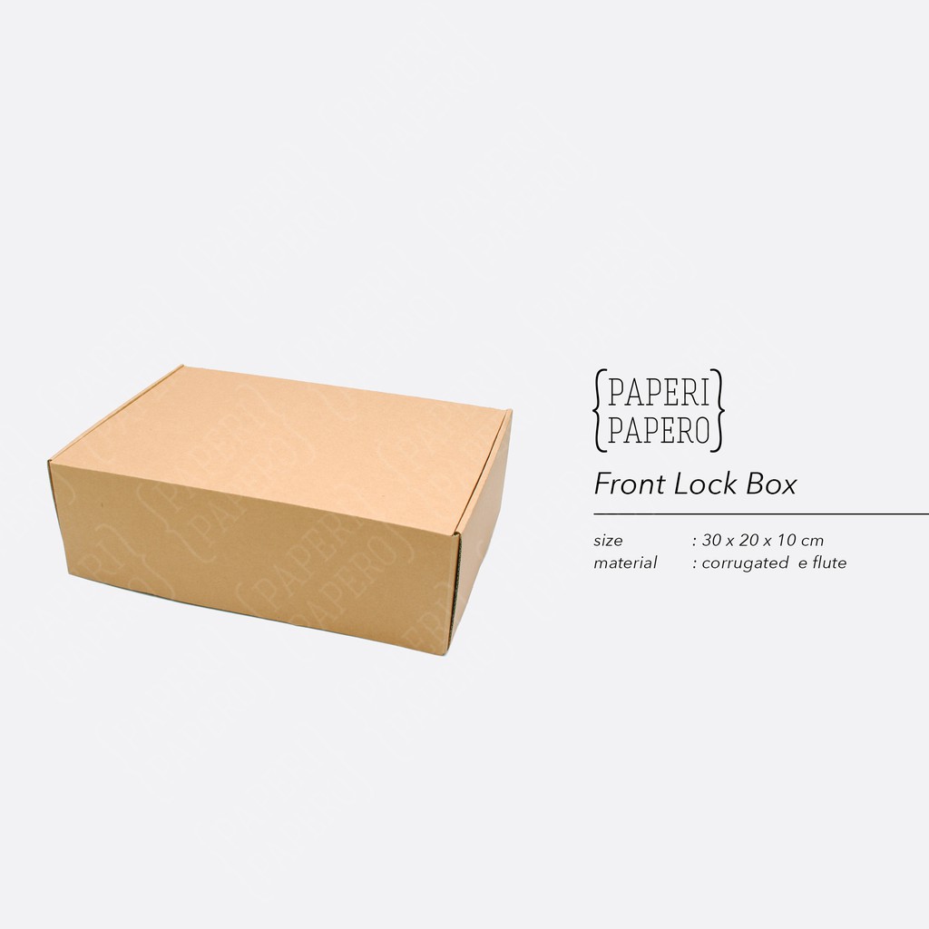 Jual Front Lock Box Kardus - Packaging Makanan / Pakaian / Sepatu (30 x ...