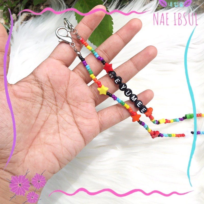 Jual Rainbow Star Strap Mask Custom Nama (Strap Mask Manik Manik Custom ...
