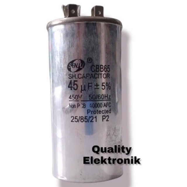 Jual CAPACITOR KAPASITOR 45uf 50uf +5% 450 Volt CBB65 merk SENJU ...