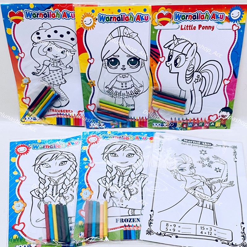 Jual DELUNASHOP MEWARNAI + KRAYON GAMBAR BOBOBOY PONY FROZEN RANGER DLL ...