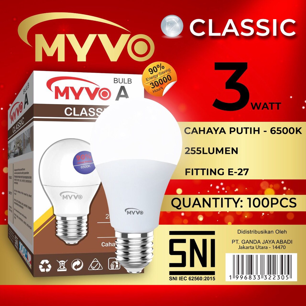 Jual Lampu LED 3 Watt Myvo Classic Bulb Putih | Shopee Indonesia
