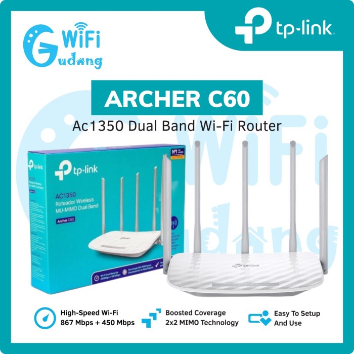 Jual TP-LINK ARCHER C60 AC1350 DUAL-BAND WI-FI ROUTER | Shopee Indonesia
