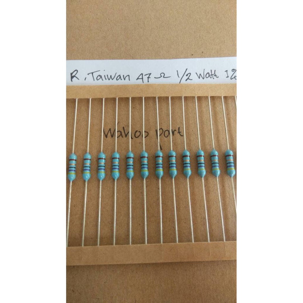 Jual Resistor 47 ohm 1/2 watt 1% taiwan metal film harga per 10 pcs ...